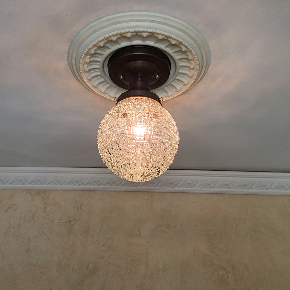 139c Antique Vintage 20s 30s Glass Ceiling Light Fixture Globe hall ...