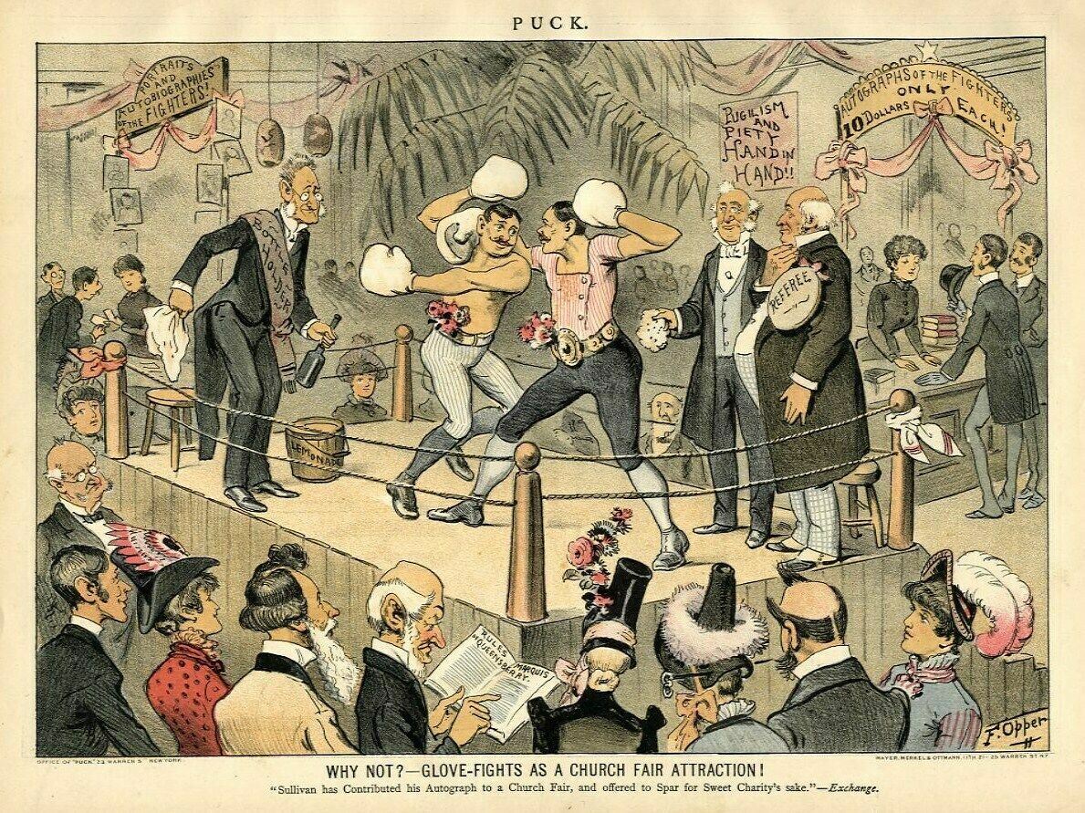 BOXING HEAVYWEIGHT JOHN SULLIVAN BOXING GLOVE FIGHTS FOR CHURCH FAIR ...