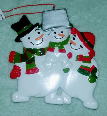 Personalize your Family of 3 Snowman Christmas Tree Ornament | eBay