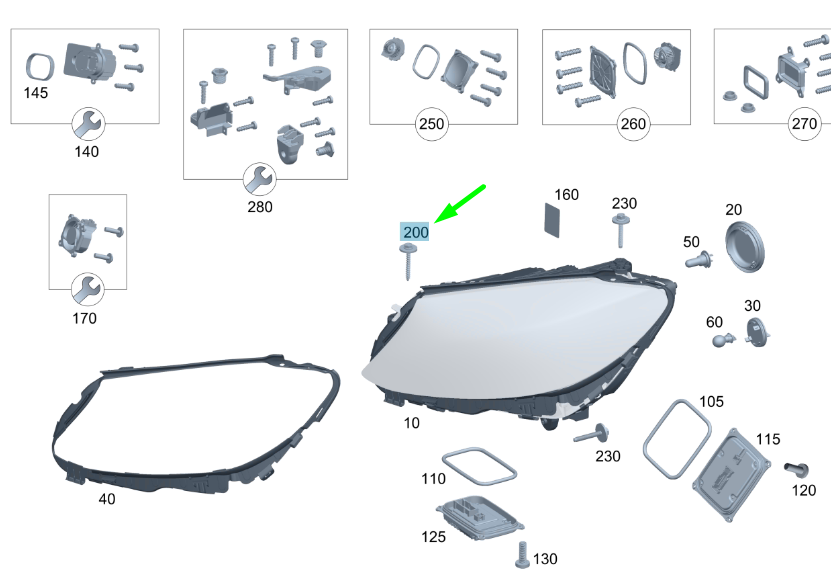 MB C W205 Front Headlamp Combi-Hexagon Head Bolt A0069907012 NEW ...