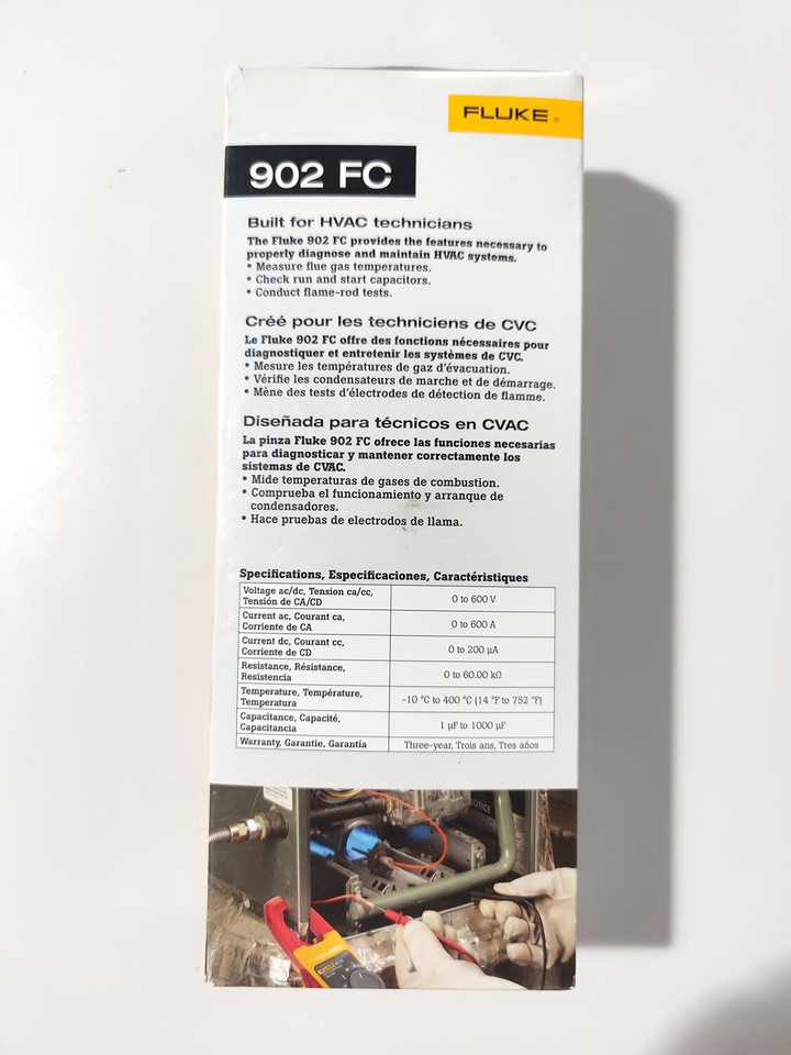 Fluke 902 FC True-RMS HVAC Clamp Meter AC Amp AC/DC Volt Contact ...