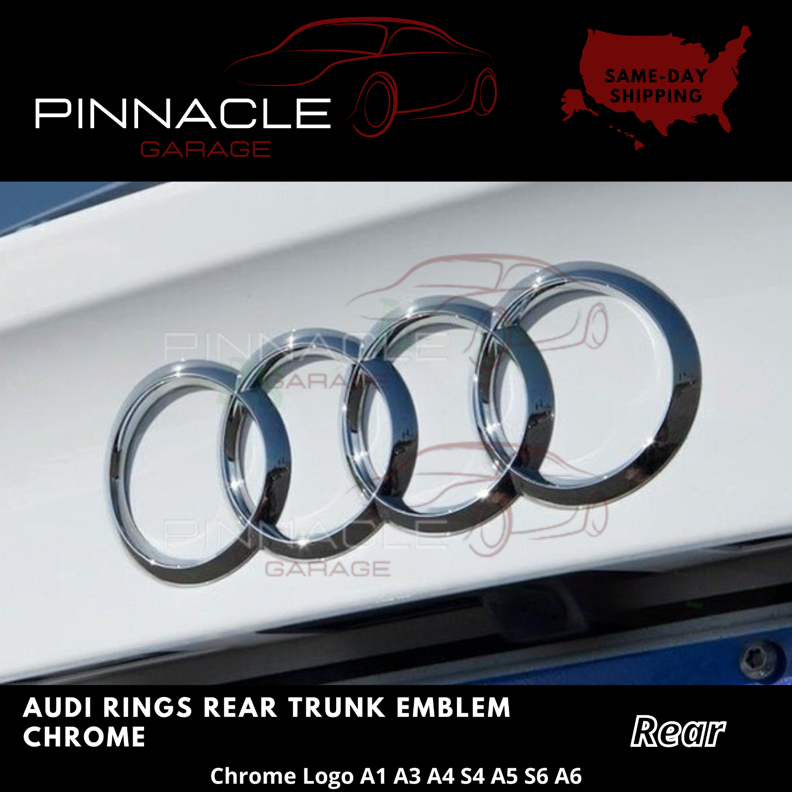 For AUDI Rings Chrome Rear Trunk Lid Badge Logo Emblem A1 A3 A4 S4 A5 ...
