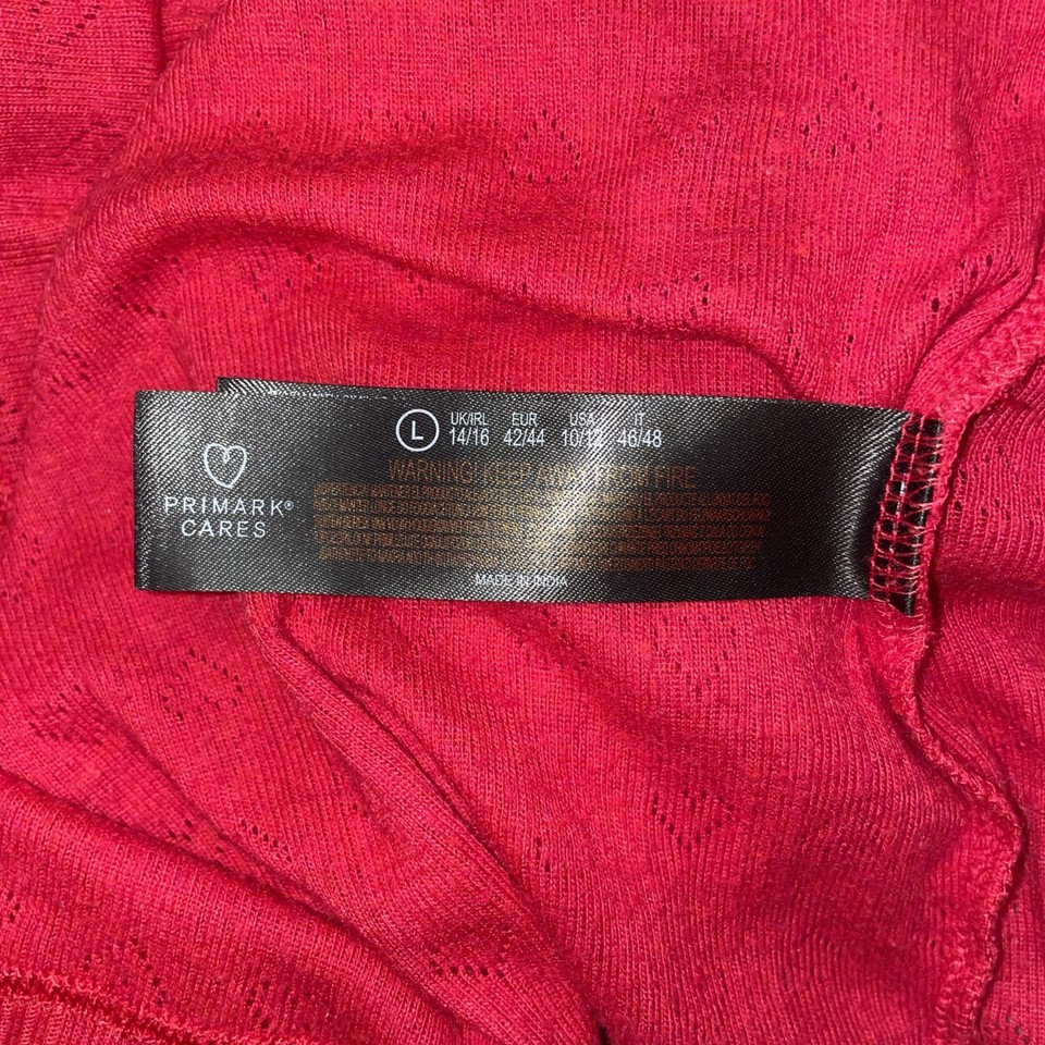 Primark Women's Red Thermal Layer Long Sleeve Top Size Large 14-16 ...
