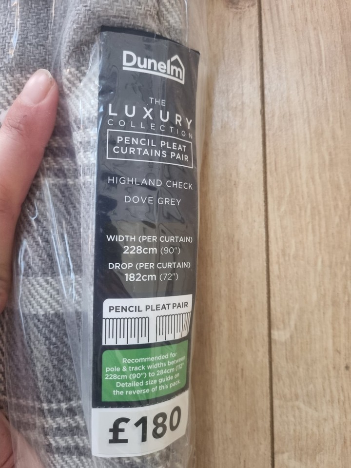 Dunelm luxury Highland check Dove Grey curtains heavy BNWT | eBay UK