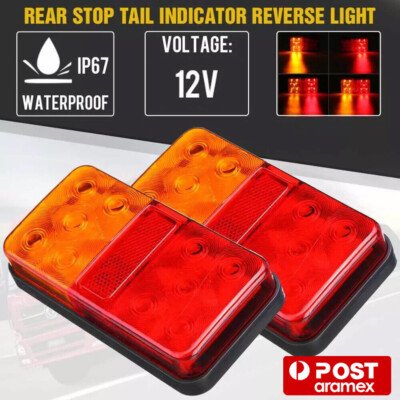 2X Trailer tail lights 10 LED Stop Tail Lights Kit Submersible Boat ...