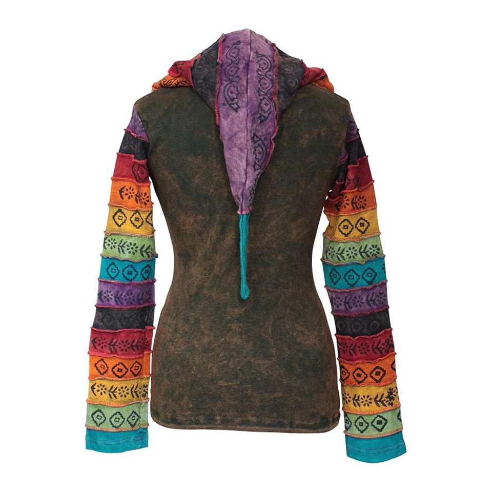 Women's Gothic Boho Sun Patchwork Faded Pixie Hippy Festival Ribs ...