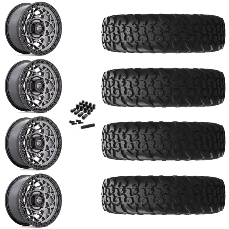 15" Fuel Unit D784 Anthracite Wheels & 33" EFX MotoVator R/T Tires 8 ...