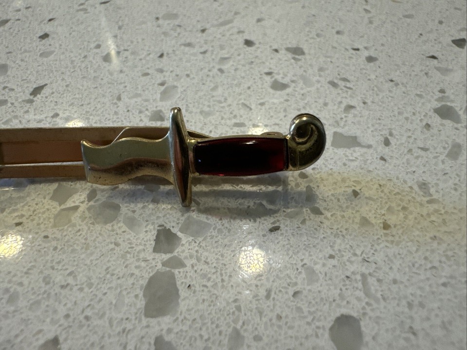 Vintage Anson Flamberge Sword Pierced Magic Tie Clasp Pin Clip Gold ...