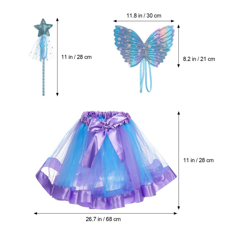 1 Set Tulle Skirt Butterfly Wings Princess Costume Tutu Little Girl ...