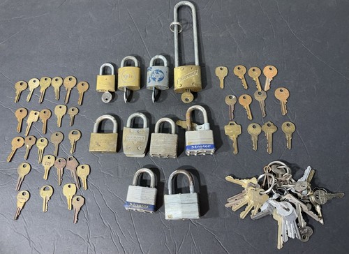 Antique Vintage Locks Padlocks YALE SLAYMAKER MASTER LOCK CAR BRASS ...