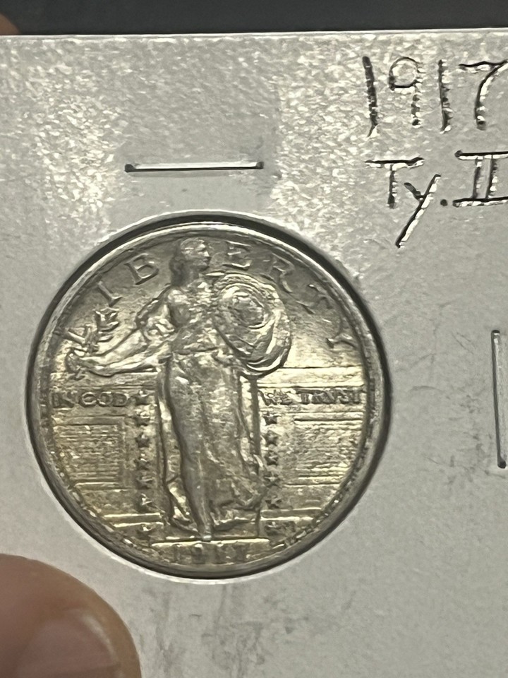 1917 Standing Liberty Quarter Type 2 Very Sharp Details Nice Coin Pick ...