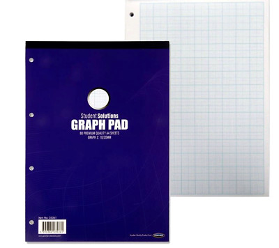 A4 Graph Paper Pad 10/20mm Maths Drawing Graphs Punch 80 Grid High ...