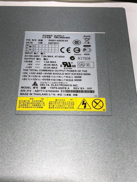 Hitachi HDS Hus150 Pudb 3285197-a R0501-a0030-07 Tdps-600fb 600w Power ...