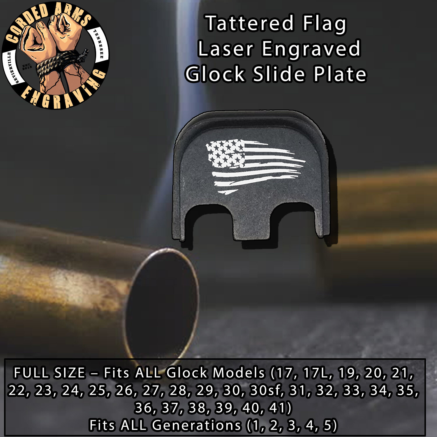 Tattered Flag- Glock Rear Slide Plate Back Plate for Full Sized Glocks ...