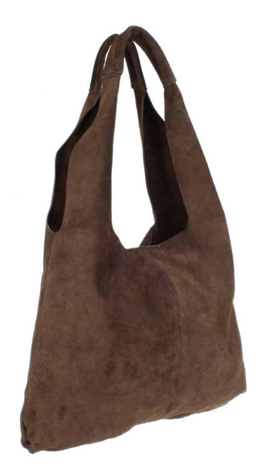 Genuine Suede Leather Tote Plain Open Shoulder Bag Slouch Large Handbag ...