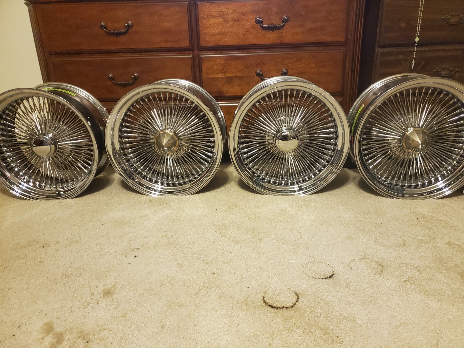 Four 17 x 9 - 100 spoke chrome Dayton wire wheels (rims only) | eBay