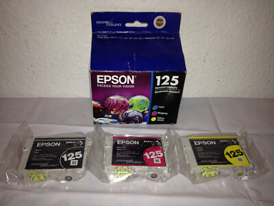 EPSON 125 Ink Lot Set of 5 Cartridges Combo + Singles 5 Carts Sealed ...