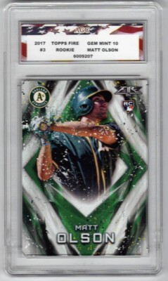 2017 Topps Fire #3 Matt Olson Rookie Card AGC 10 Gem Mint | eBay