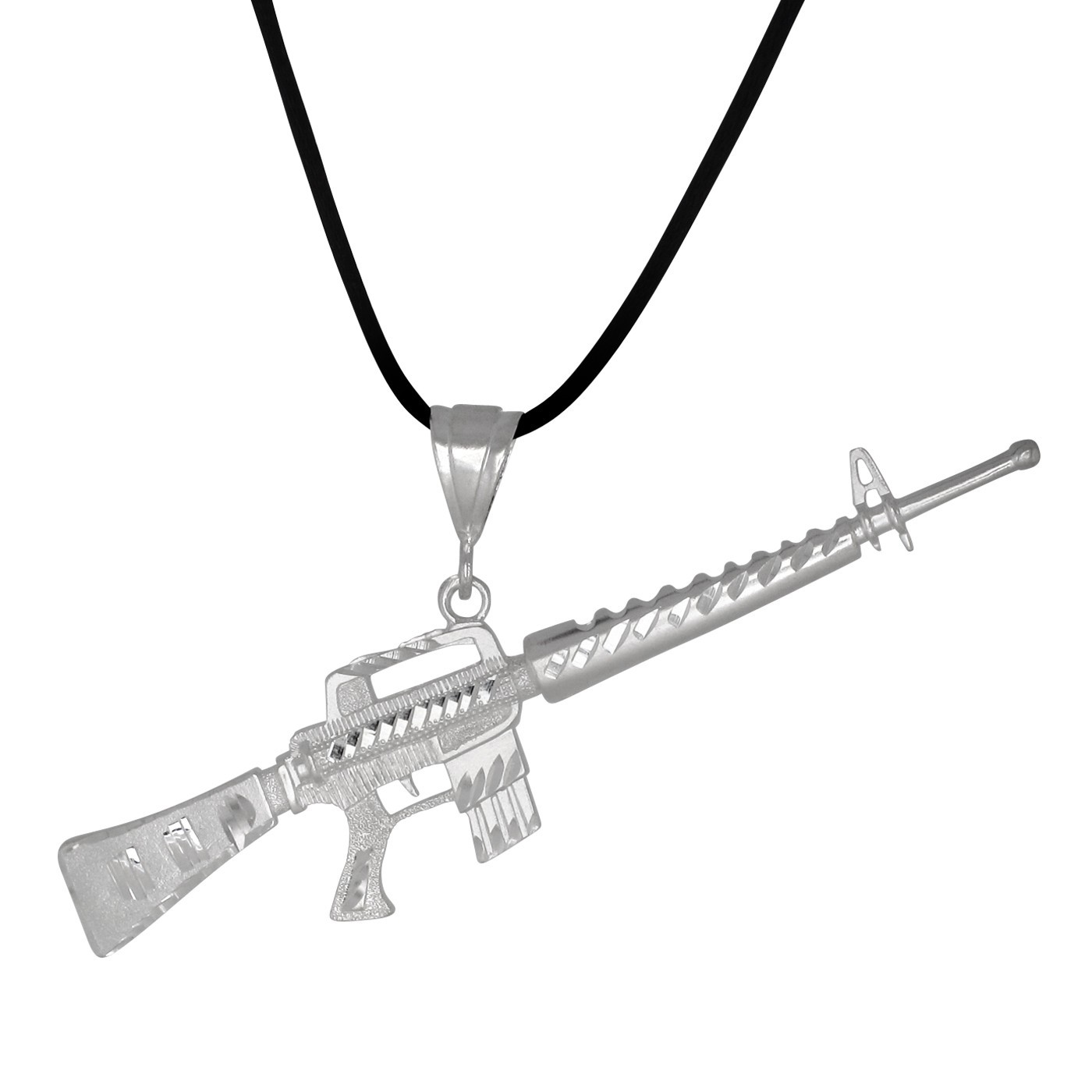 Sterling Silver .925 M-16 Rifle Charm Pendant Huge W: 3.75", 97mm ...