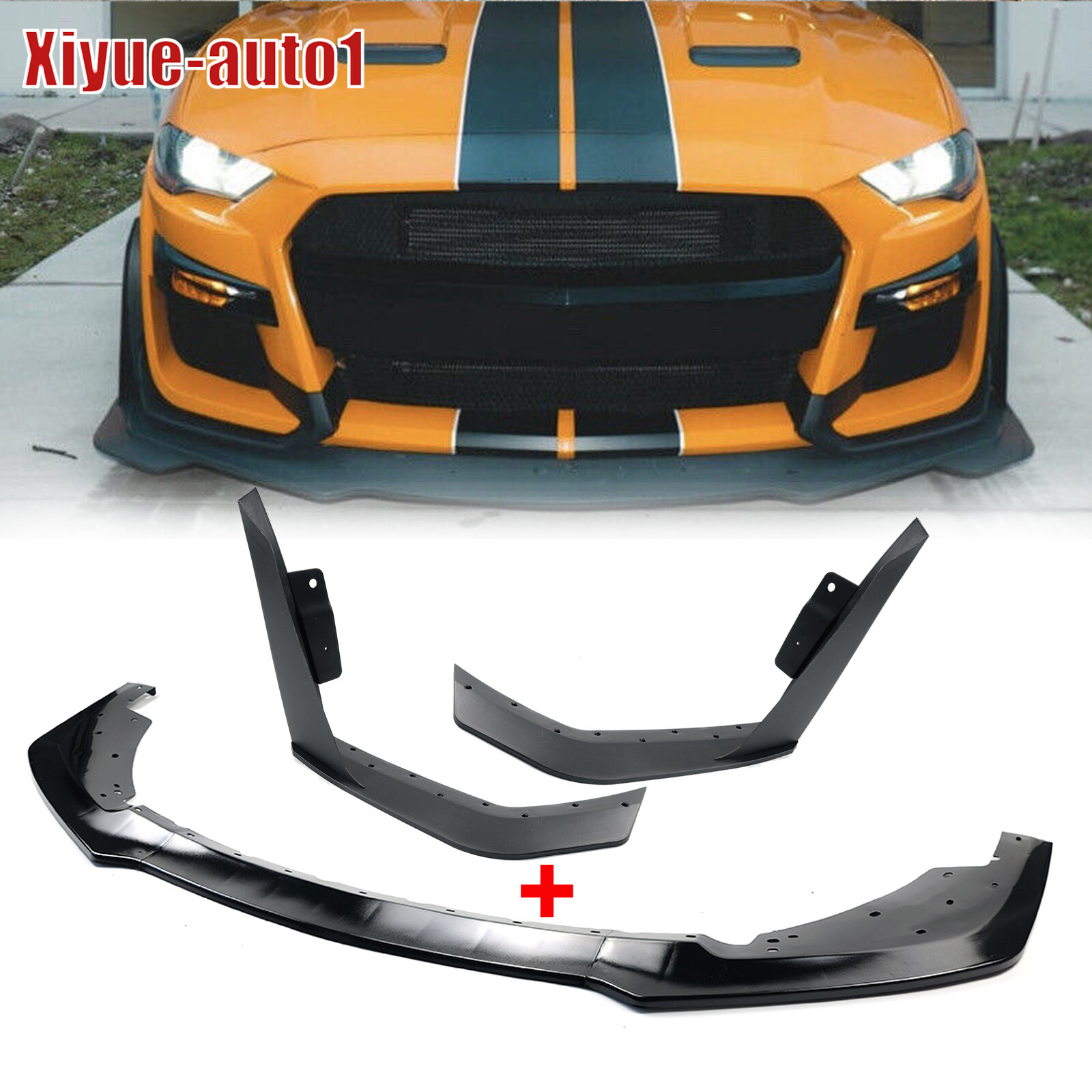 For Ford Mustang GT500 Style 15-21 Front Bumper Lip Chin Corner Winglet ...