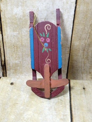 Vintage Russ Red Wood Sled Christmas Ornament 5" | eBay