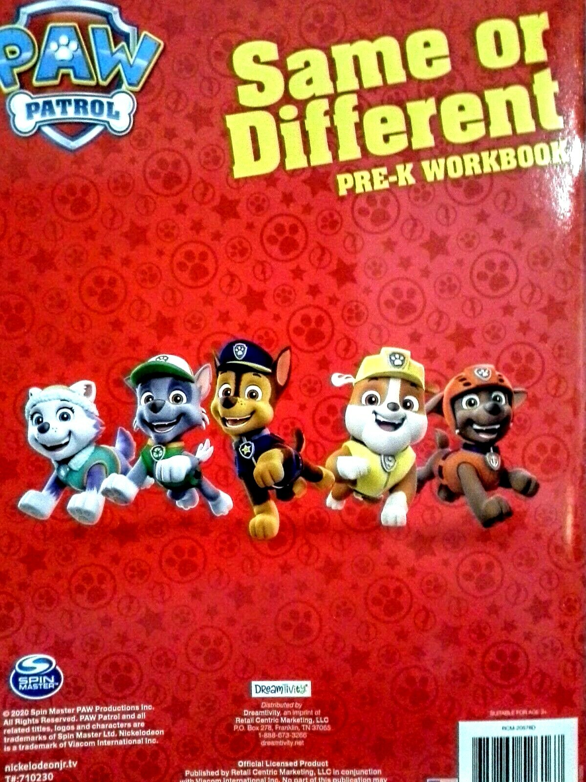 Nickelodeon Paw Patrol SAME OR DIFFERENT Pre-K WORKBOOK Ages 3+ NEW! | eBay