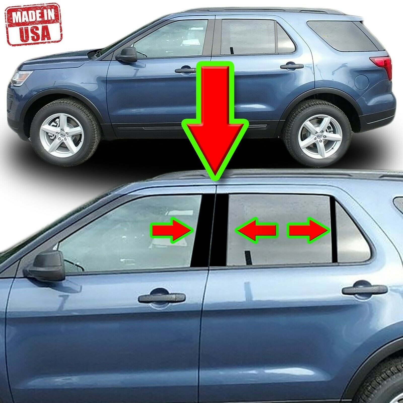 Black Pillar Trim for Ford Explorer 11-19 (+also fits keyless) 6pc Set ...