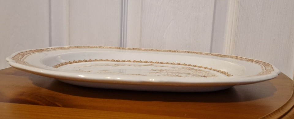 Vintage Ceramic Furnivals Quail Brown Oblong Serving Platter 29.8 x 22. ...