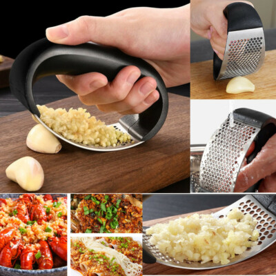 Garlic Press Crusher Mincer Chopper Peeler Squeeze Ginger Cutter ...
