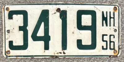 New Hampshire 1956 BOAT License Plate # 3419 | eBay