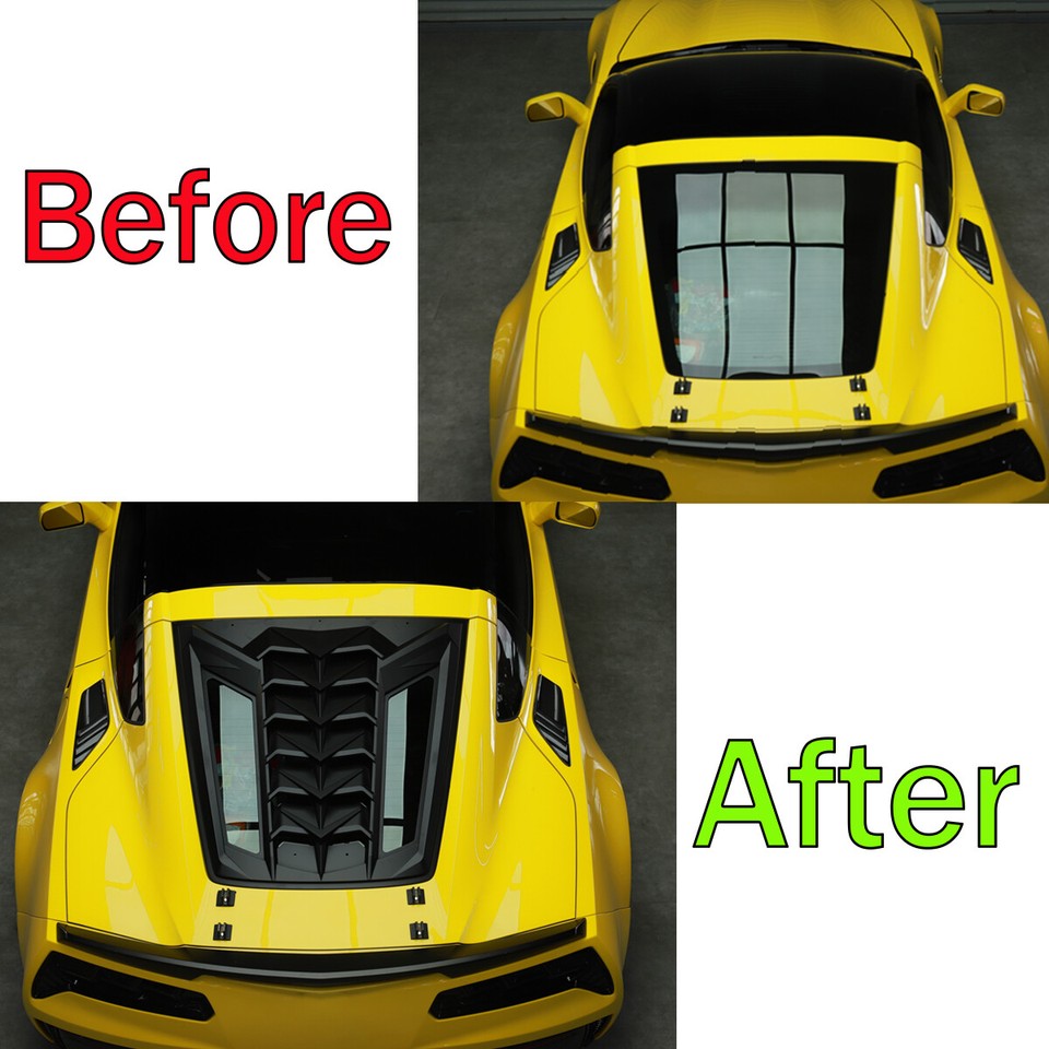 Rear Window Louver Sun Shade Cover Matte Black For Corvette C7 Z06 ...