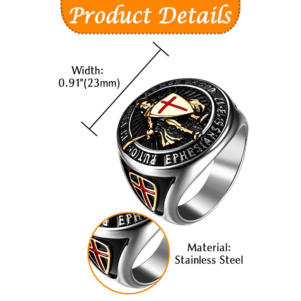 Mens Archangel Michael Ring Round Shield Archangel Guardian Stainless ...