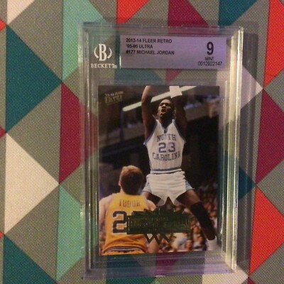 MICHAEL JORDAN #177 BGS mint 9 North Carolina 2013-14 FLEER RETRO 1996 ...