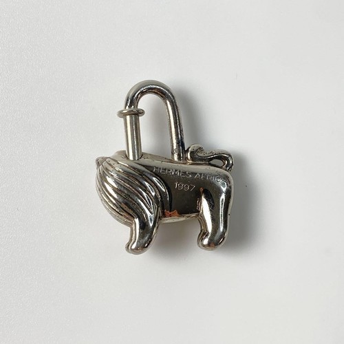 HERMES Padlock African Lion Charm 1997 Silver No Box | eBay