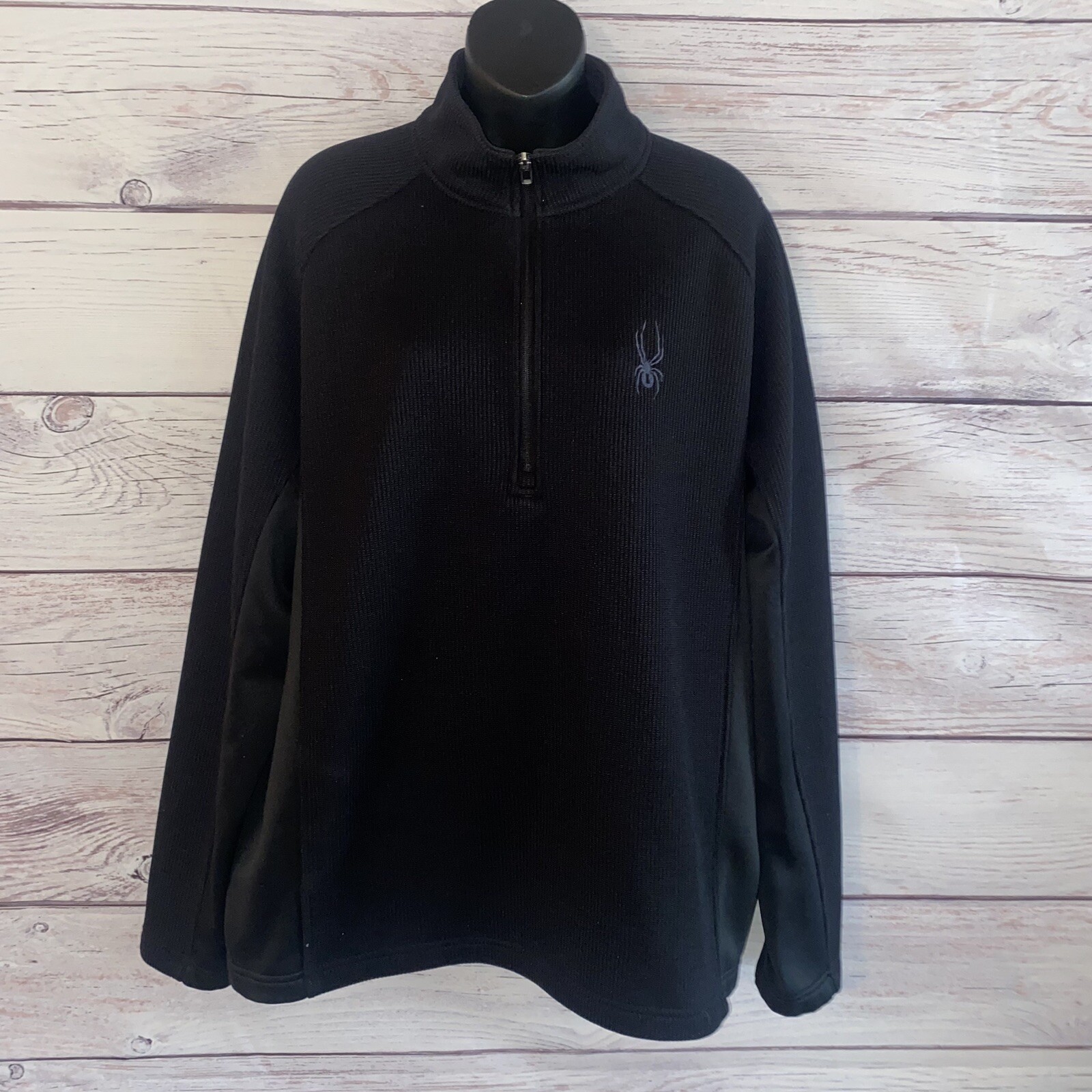 Spyder Core Sweater Men’s 1/2 Zip XL Black Ribbed Knit | eBay
