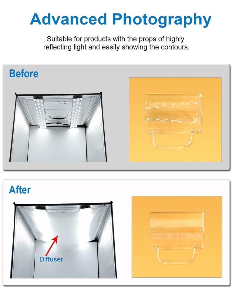 PULUZ Light Box Photography 24x24in Portable Photo Studio Light Box ...