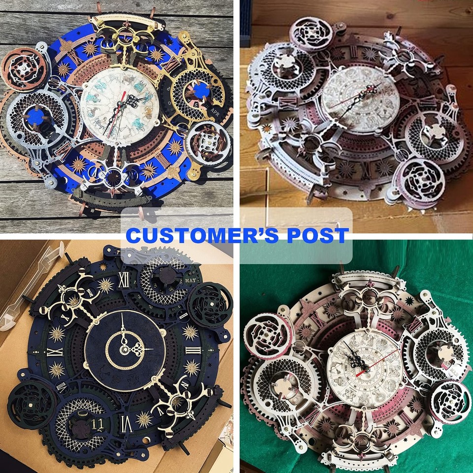 ROKR 3D Wooden Puzzles for Adults Mechanical Clock Kits-Zodiac Clock ...