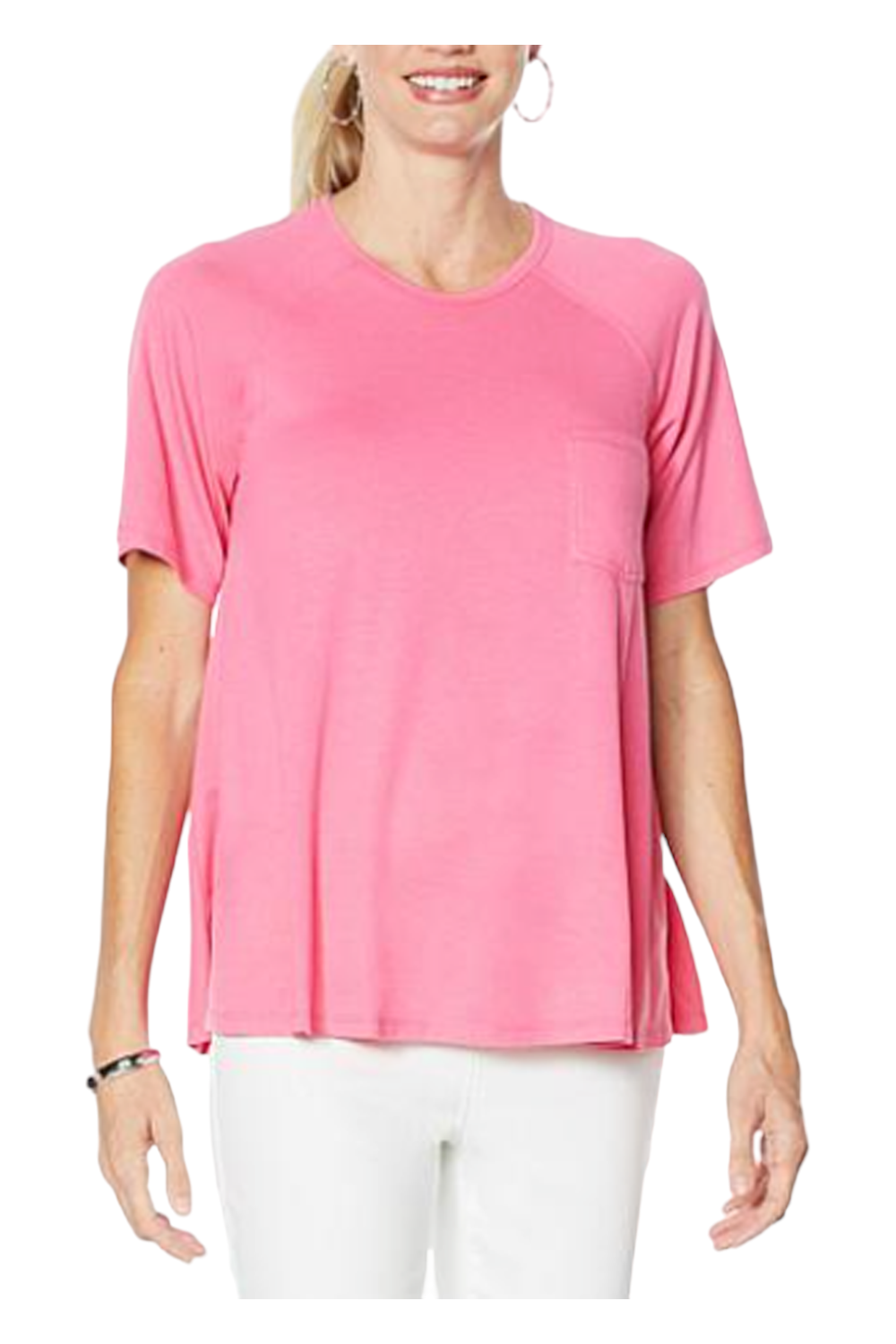DG2 by Diane Gilman "DG Downtime" Jersey Knit Swing Hem Tee Rose | eBay