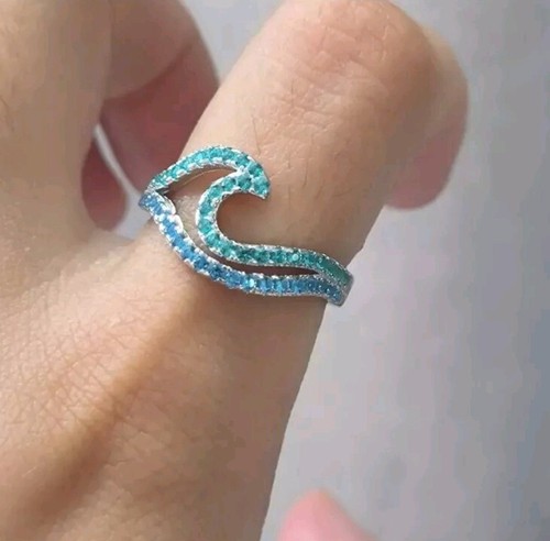 Ocean Wave Ring – Two-Tone Cubic Zirconia, Size 7, Elegant & Unique | eBay