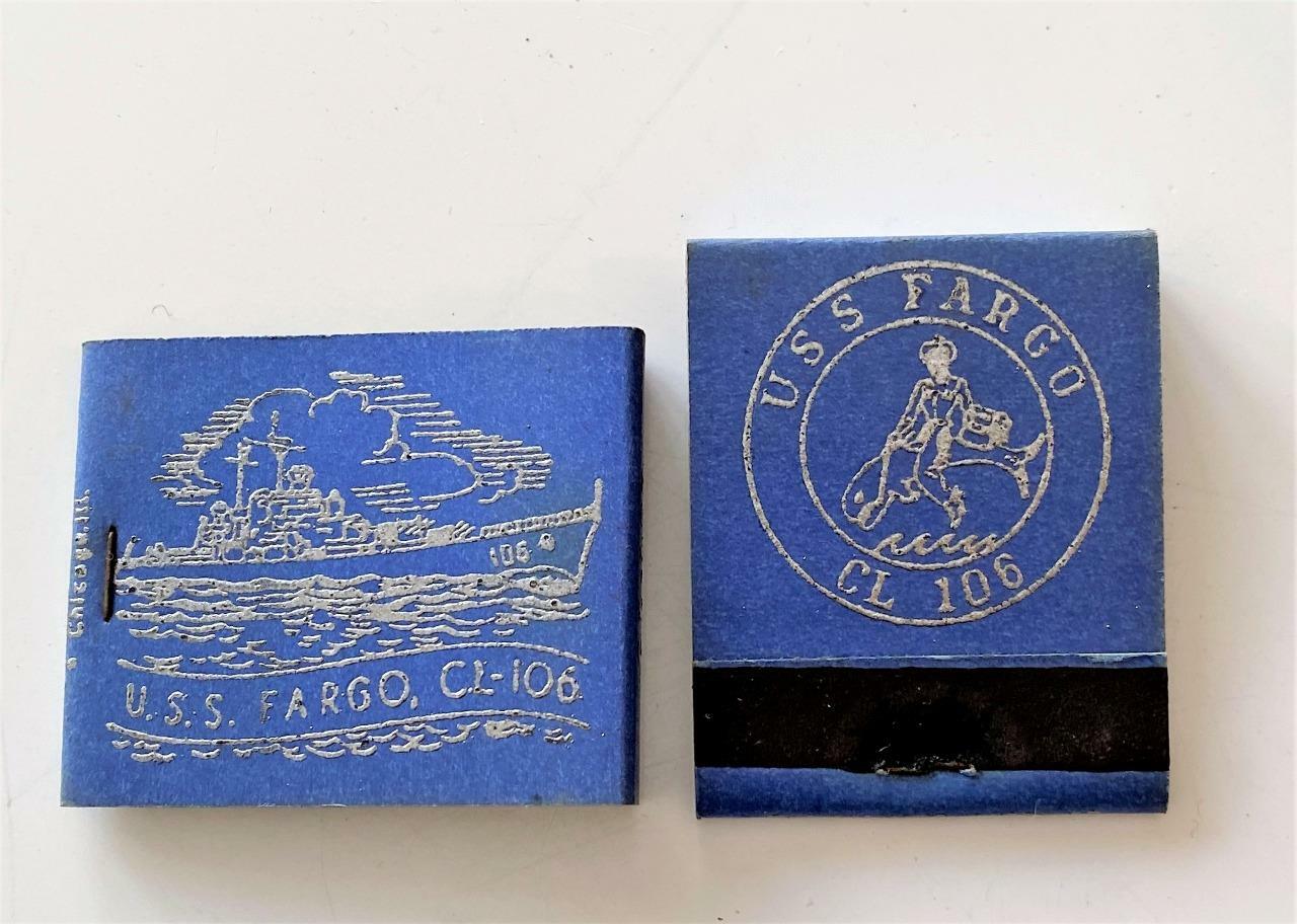 USS Fargo CL 106 Navy Ship Full Matchbook Set 2 Matches 1945-1950 ...