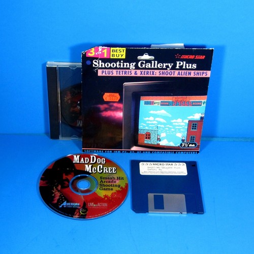 2 pc shooting games. Shooting Gallery Plus 3.5" disk & Mad Dog McCree ...