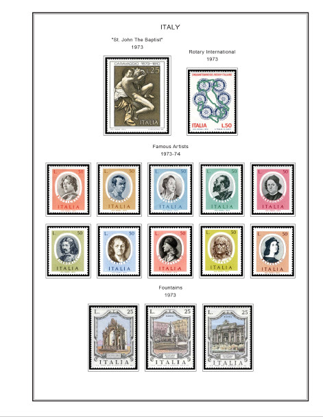 COLOR PRINTED ITALY 1966-1989 STAMP ALBUM PAGES (79 illustrated pages ...