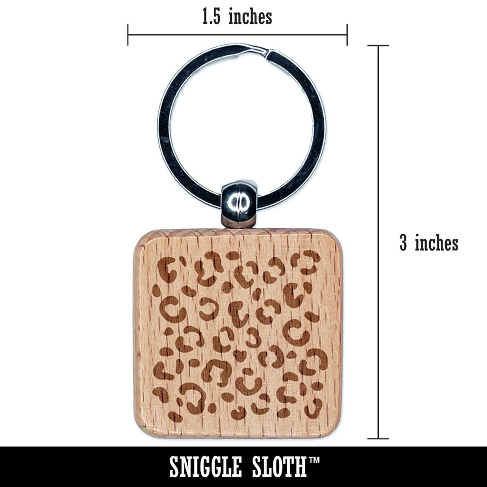 Leopard Print Spots Engraved Wood Square Keychain Tag Charm | eBay