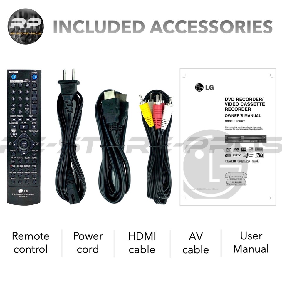 LG RC897T DVD VCR Combo Player VHS to DVD Recorder HDMI 1080p Digital ...