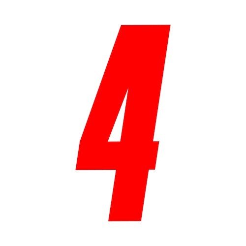 6 inch tall Red Race Number 4 racing numbers decals decals motocross ...