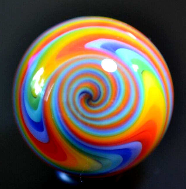 JAY SLACK GLASS MARBLE/1.443"-LOBED RAINBOW ARRAY-LILAC,LAVENDER,MINT ...