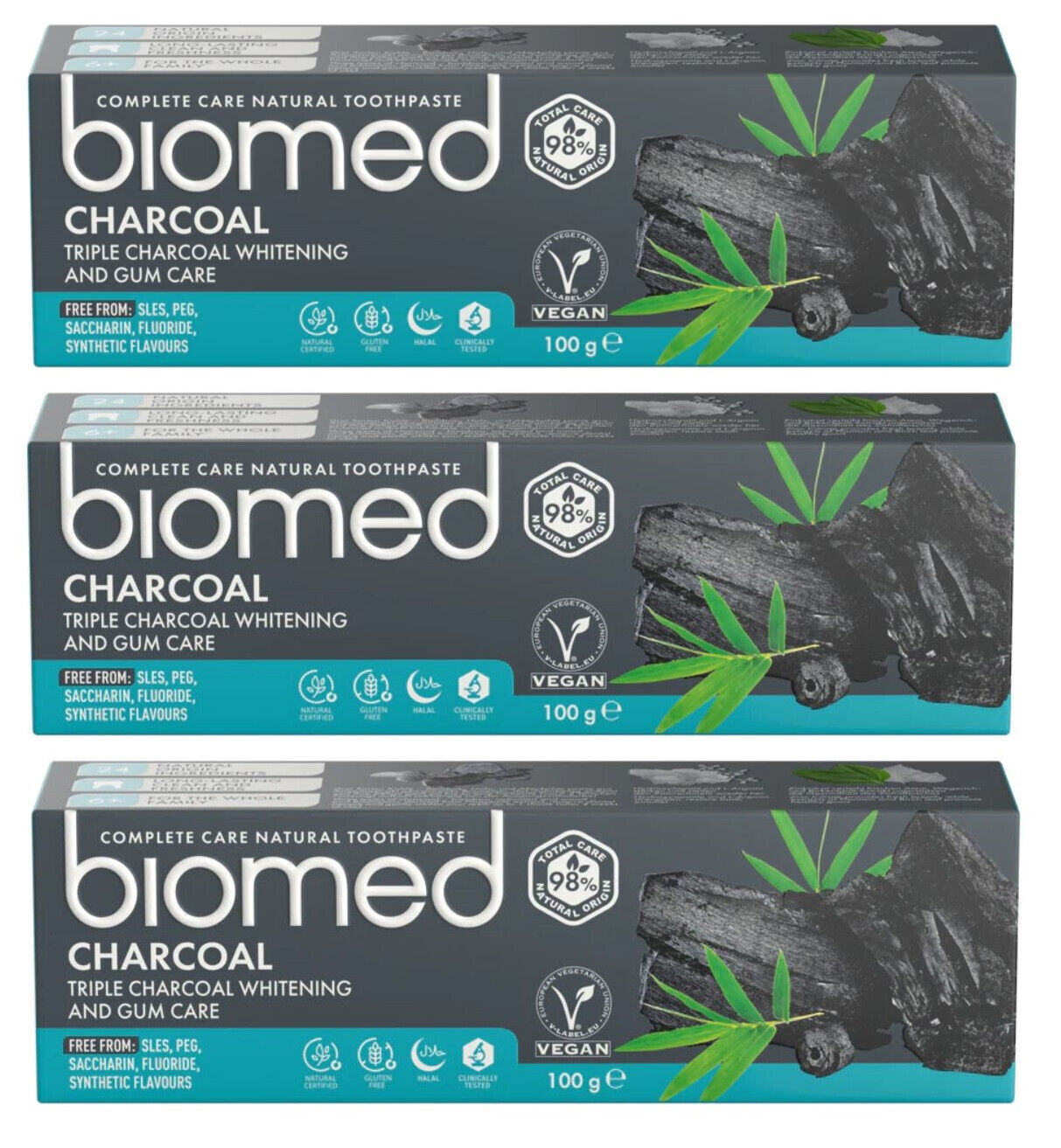 3x BIOMED Charcoal WhiteningNatural Toothpaste Gum Health Bleeding ...