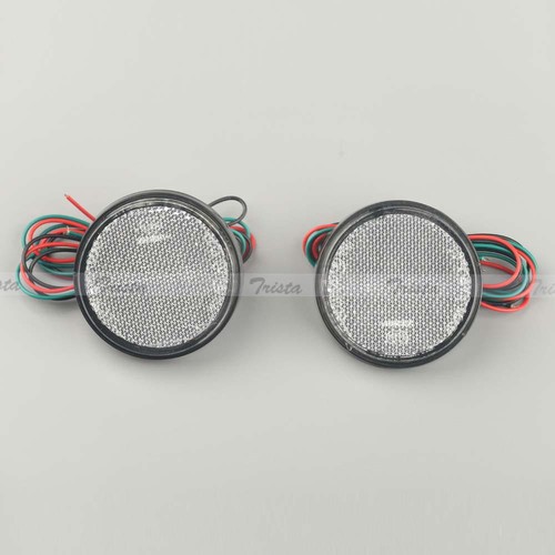 2PC 24 LED White Motorcycle Round Reflector Tail Brake Turn Signal ...