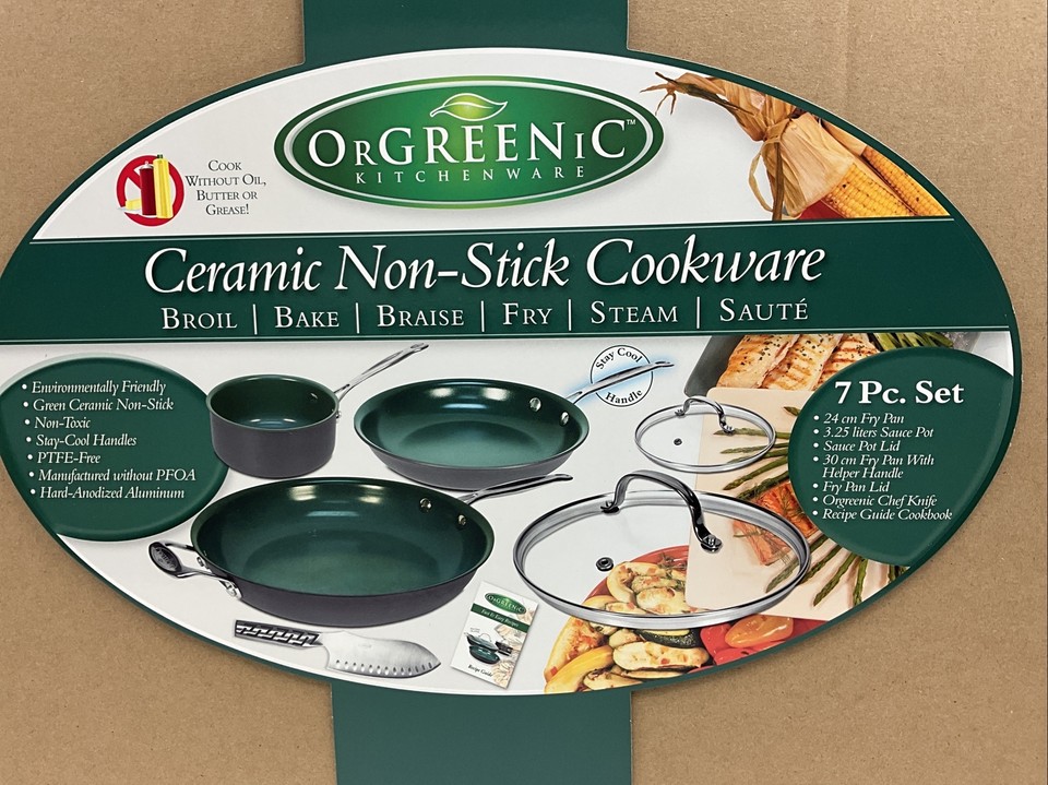 Orgreenic Kitchenware Ceramic Nonstick Cookware 7 Pc Set New | eBay