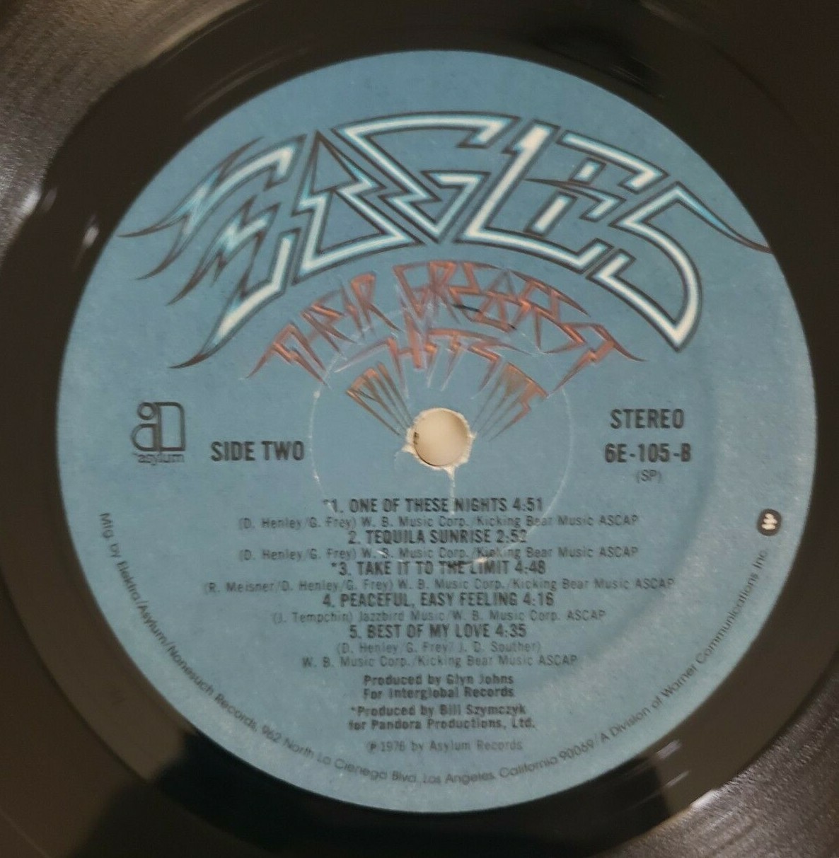 Eagles – Their Greatest Hits 1971-1975 LP Embossed Asylum Records – 6E ...